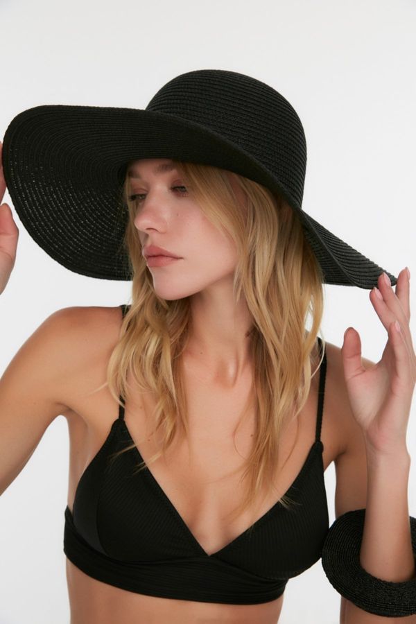 TRENDYOL WOMEN'S BLACK STRAW HAT