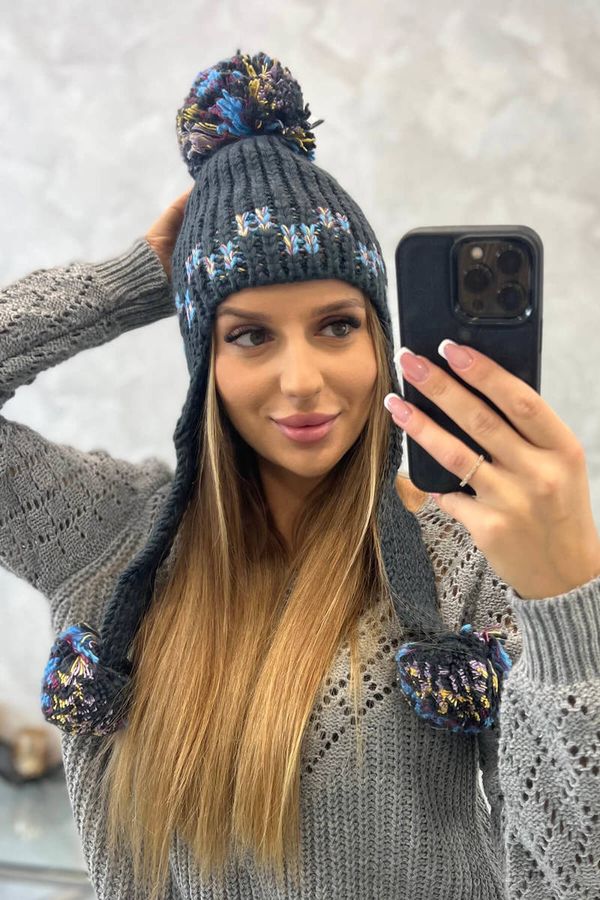 WOMEN'S CAP WITH LONG EARS NADIA K321 GRAPHITE