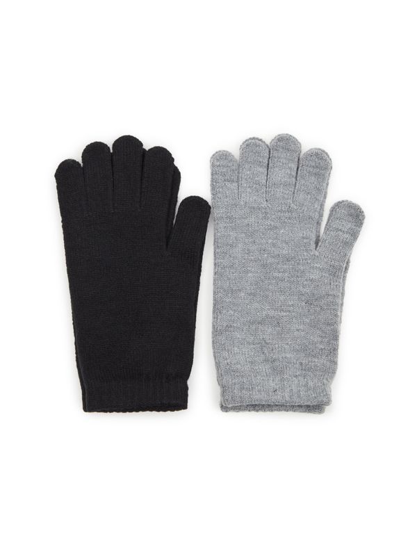 BLACK AND GREY WOMEN'S GLOVES 2 PCS ORSAY - WOMEN'S