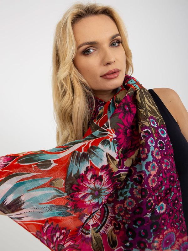 ORANGE COTTON SCARF WITH PRINTS