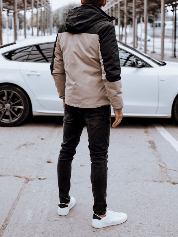 MEN'S TRANSITIONAL JACKET WITH HOOD BEIGE DSTREET