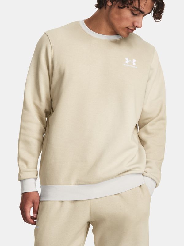 UNDER ARMOUR SWEATSHIRT UA ESSENTIAL FLC NOVELTY CRW-BRN - MEN'S