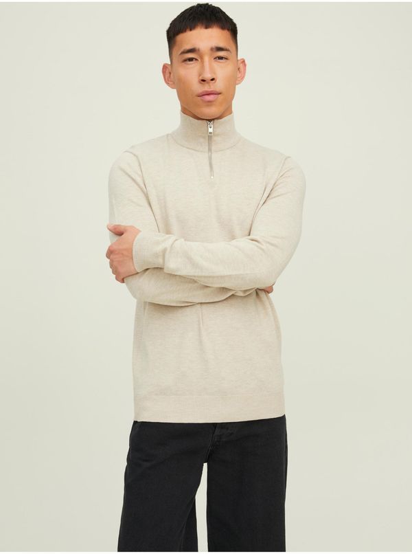 BEIGE MENS SWEATER JACK & JONES EMIL - MEN