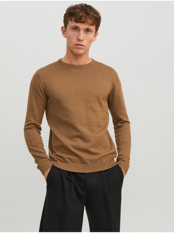 BROWN MENS BASIC SWEATER JACK & JONES BASIC - MEN