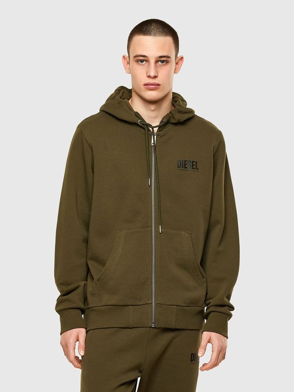 DIESEL SWEATSHIRT - SGIRKHOODZIPLOGO SWEATSHIRT GREEN