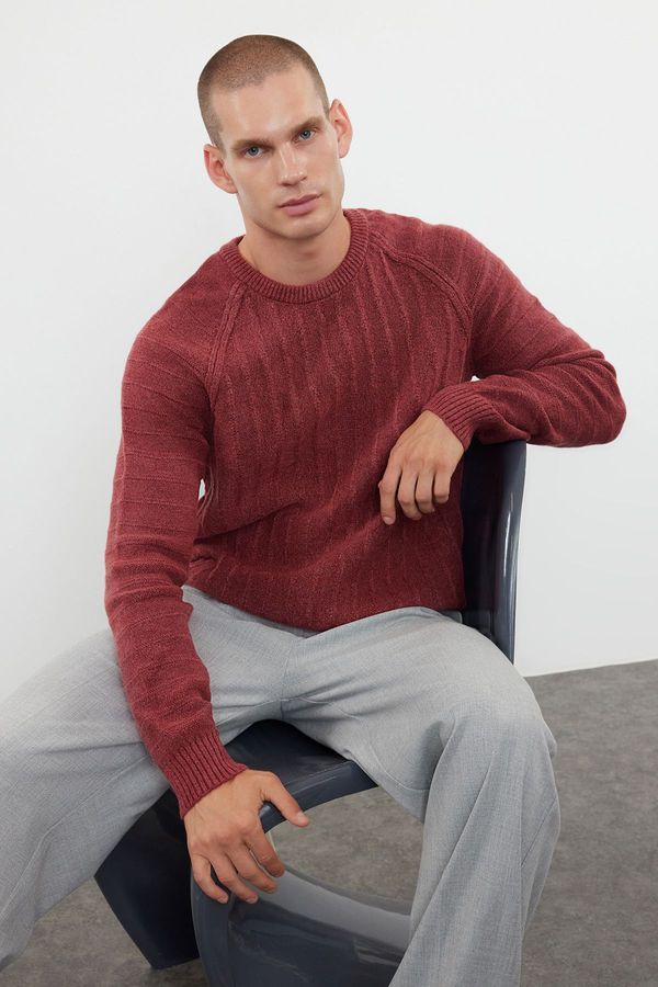TRENDYOL DUSTY ROSE REGULAR CREW NECK TEXTURED KNITWEAR SWEATER