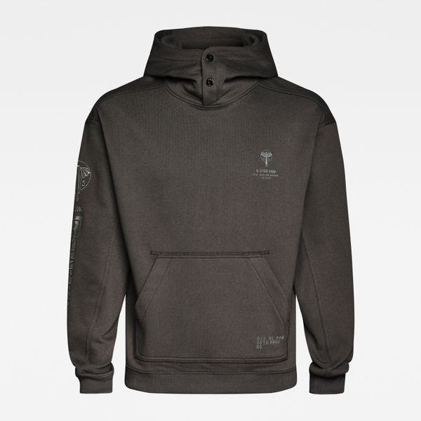 G-STAR SWEATSHIRT - SLEEVE GRAPHIC HOODED SWEAT DARK GREY