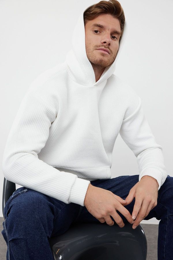 TRENDYOL INDIGO OVERSIZE/WIDE CUT TEXTURED BASIC SWEATSHIRT