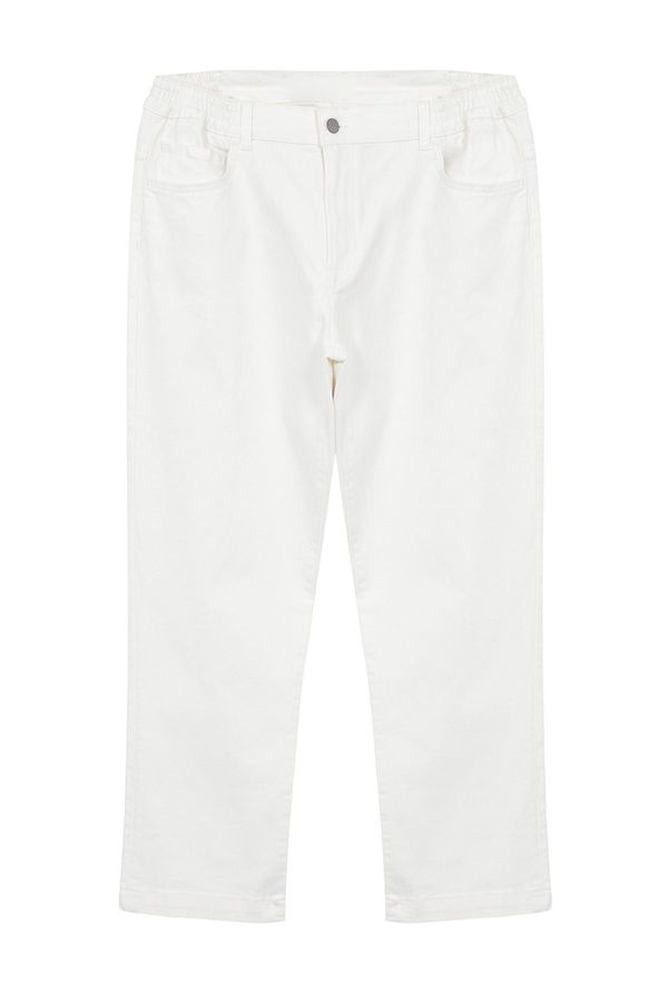 TRENDYOL WHITE REGULAR FIT GABARDINE WOVEN TROUSERS