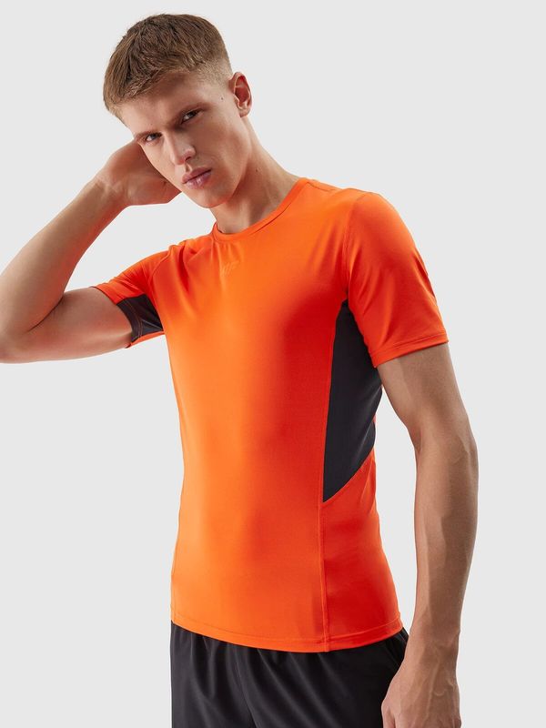 MEN'S SPORTS T-SHIRT SLIM MADE OF 4F RECYCLED MATERIALS - ORANGE