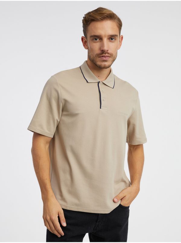 BEIGE MENS POLO T-SHIRT JACK & JONES BLAMATT - MEN