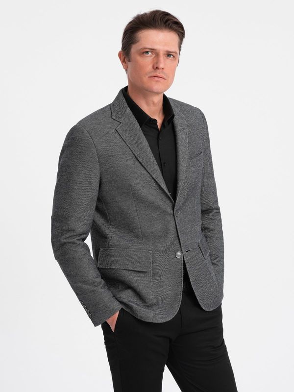 OMBRE MEN'S JACKET WITH ELBOW PATCHES - BLACK