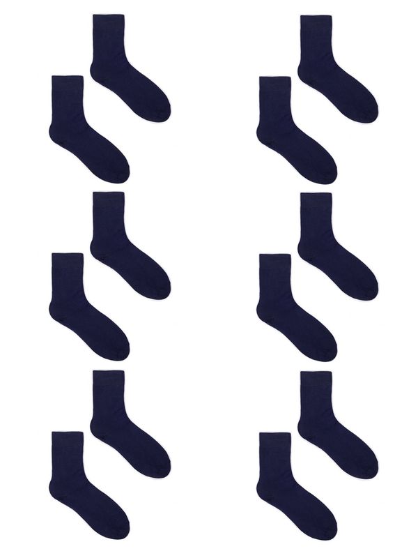 YOCLUB MAN'S MEN'S PLAIN NAVY BLUE SOCKS 6-PACK SKA-0055F-1900 NAVY BLUE