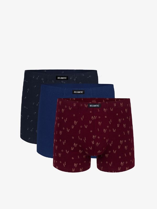 BOXER SHORTS ATLANTIC 3MH-025 A'3 S-3XL NAVY BLUE-BLUE-WINE 05