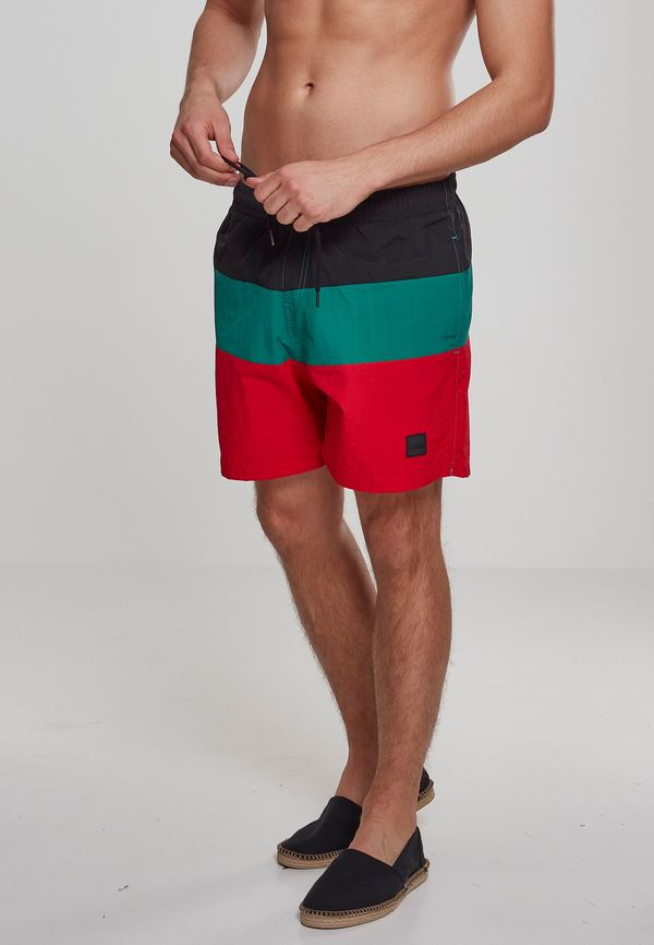 MEN'S COLOR BLOCK SWIMSUIT BLACK/GREEN/RED