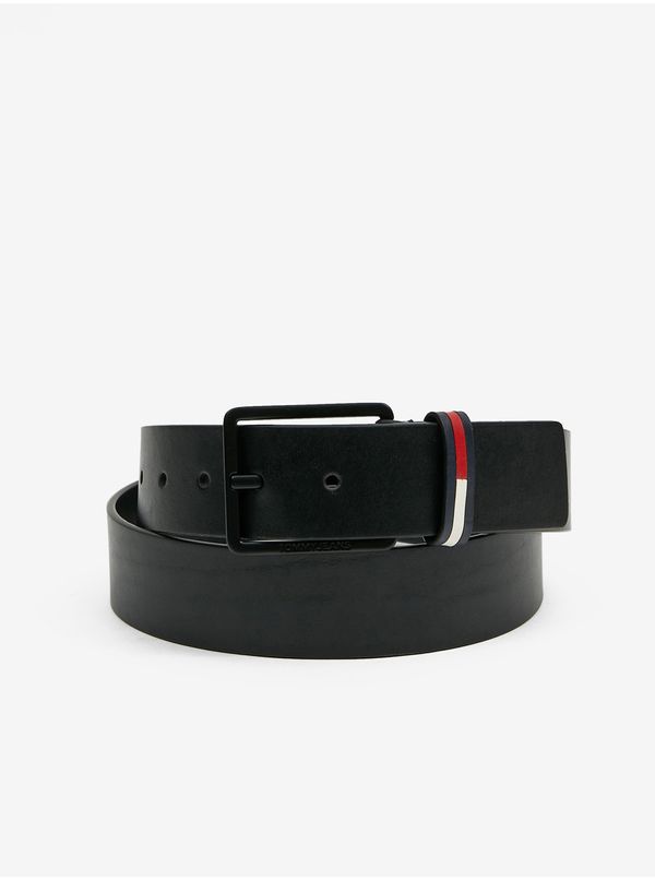 BLACK MEN'S LEATHER STRAP TOMMY JEANS - MEN