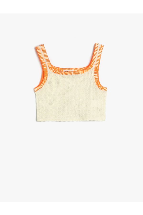 KOTON CROCHET CROP TOP SLEEVELESS U NECK