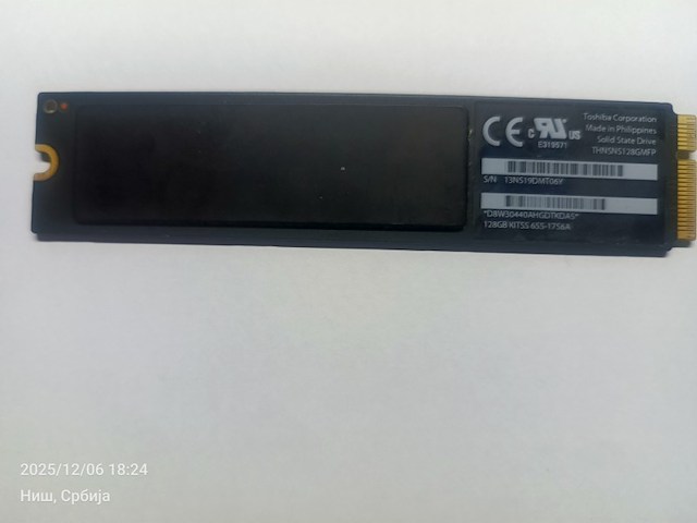 Apple SSD M.2 128Gb ispravna sa sistemom  ,,catalina,,