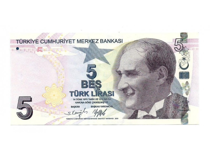 Turska 5 Lira 2009 Godine