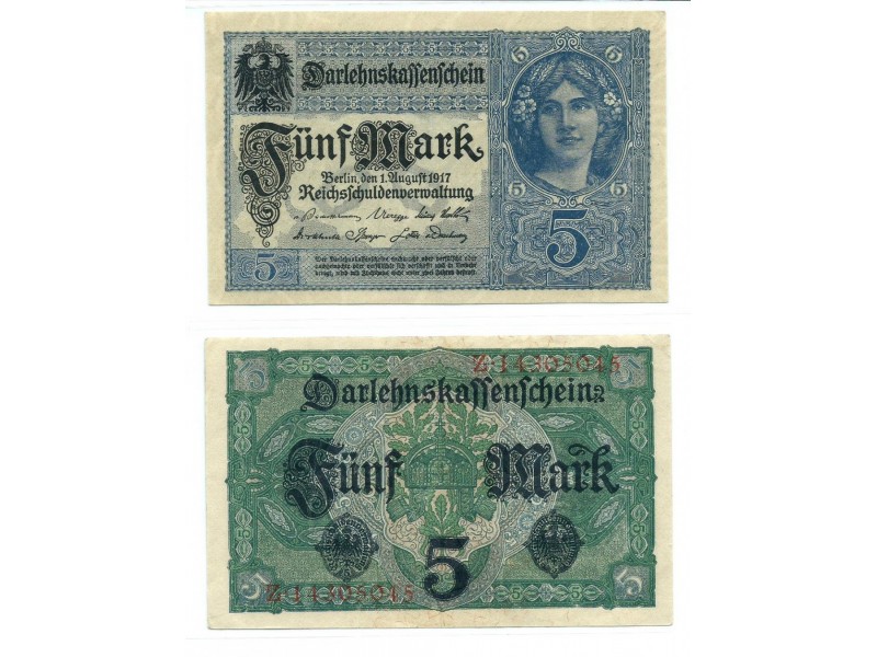 Nemačka 5 Maraka 1917 UNC