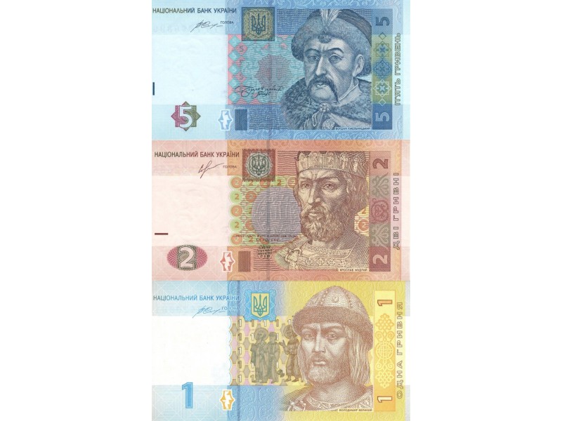 UKRAINA Ukrajina 1, 2 i 5 Hryvni 2013/2015 UNC