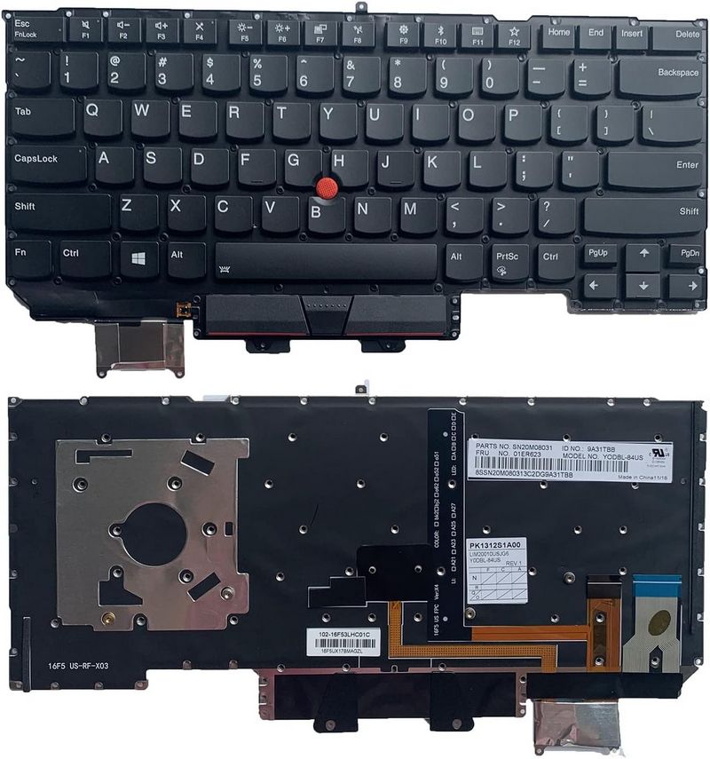 Tastatura za laptop Lenovo Thinkpad X1 Carbon X1C Gen 5th 6th 2017-18 veliki enter, backlight i gumb