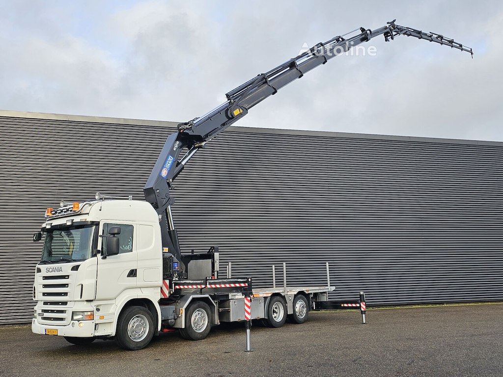 Scania R480 8X2 / HMF 60 t/m + JIB / RETARDER kamion s ravnom platformom