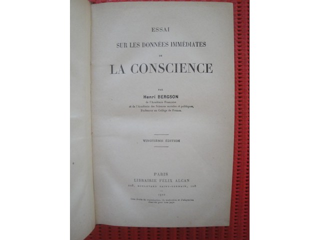 Henri Bergson - Essai sur la conscience