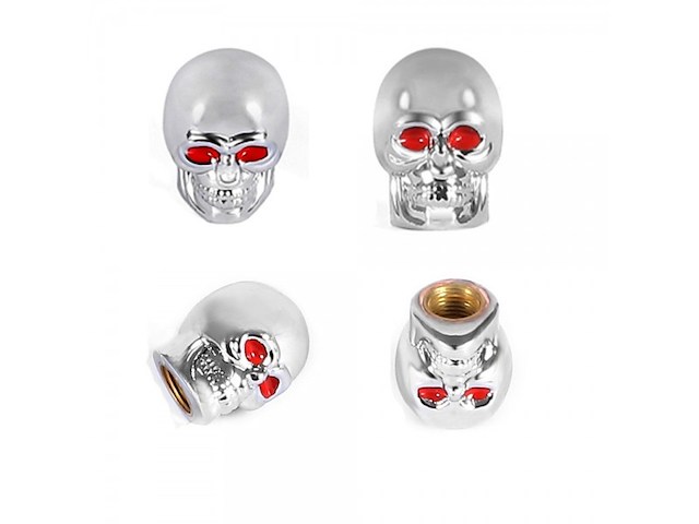 Silver kapice za ventile - Red Eyes Skull
