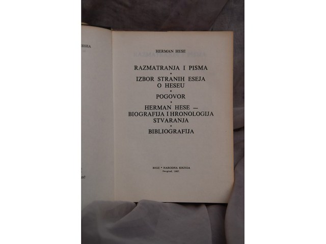 Hese - Razmatranja i pisma / Izbor stranih eseja o Hese