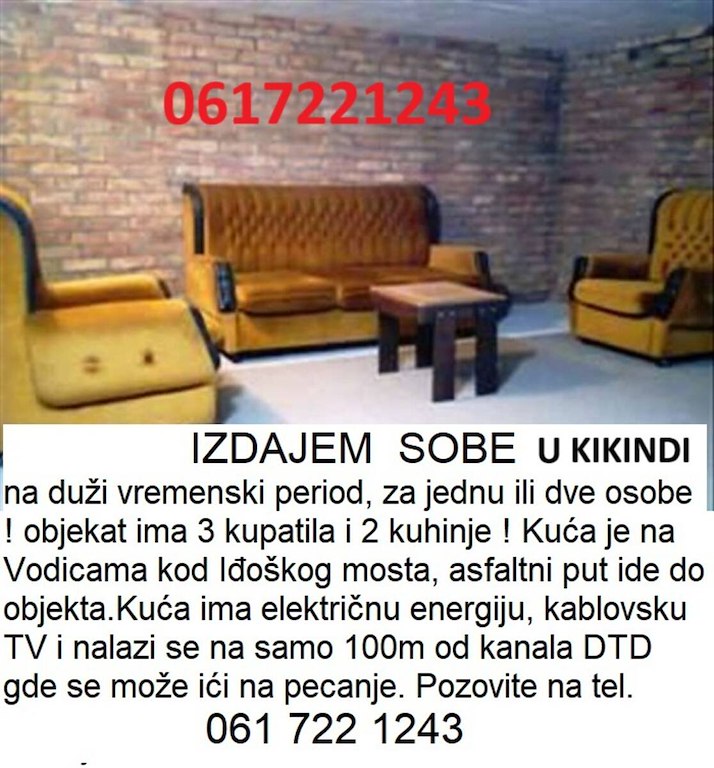 iydajem sobe u Kikindi 0617221243