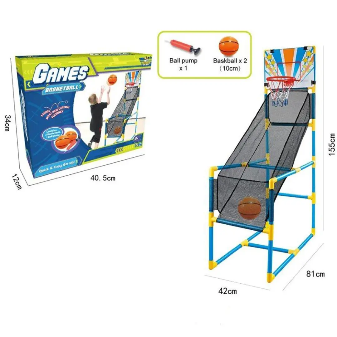 Koš sa mrežicom za vraćanje lopti, sa pumpom i dve lopte, 155cm