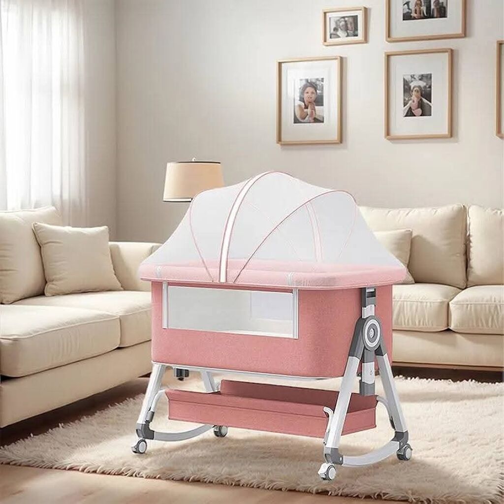 Prenosiva bebi kolevka/krevetac uz uzglavlje kreveta – ružičasta -