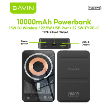 Power Bank Bavin Mag Charger PC026 pro 10000 mAh crni