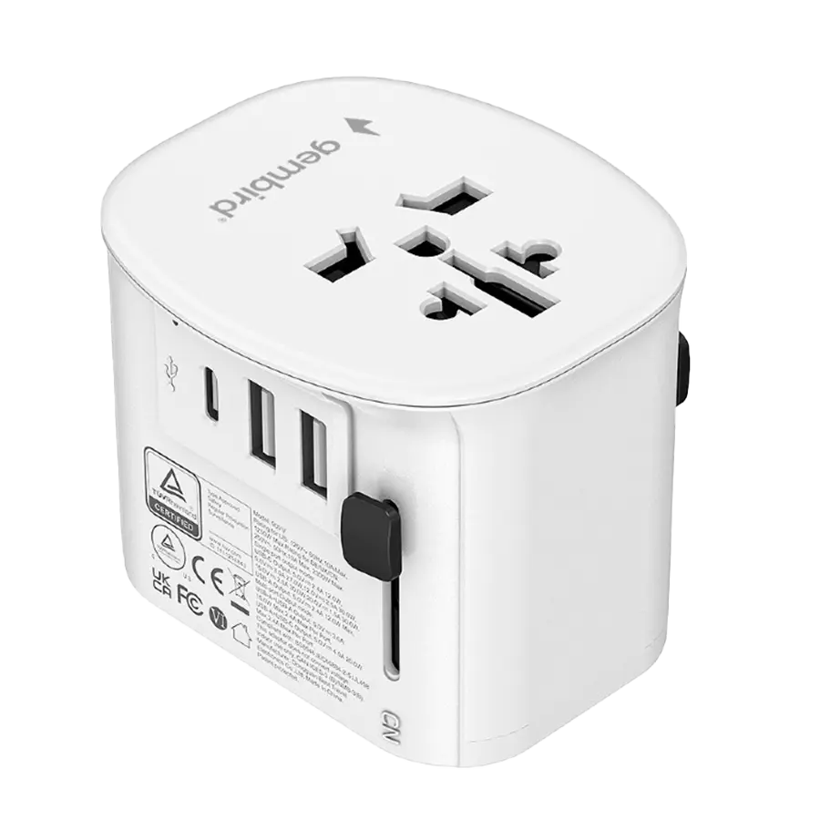 Gembird univerzalni adapter za napaјanje za sve zemlje, USB + Type-C punjač, 20W, beli, TPA-EU2A1C15-01-W