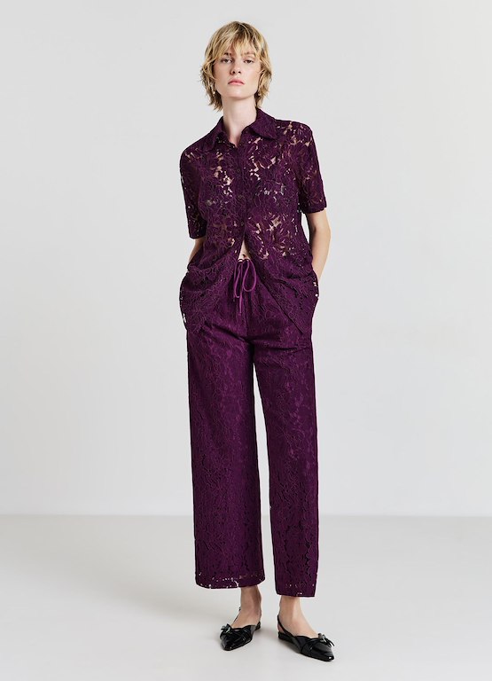 LONG LACE TROUSERS BOJA ŠLJIVE