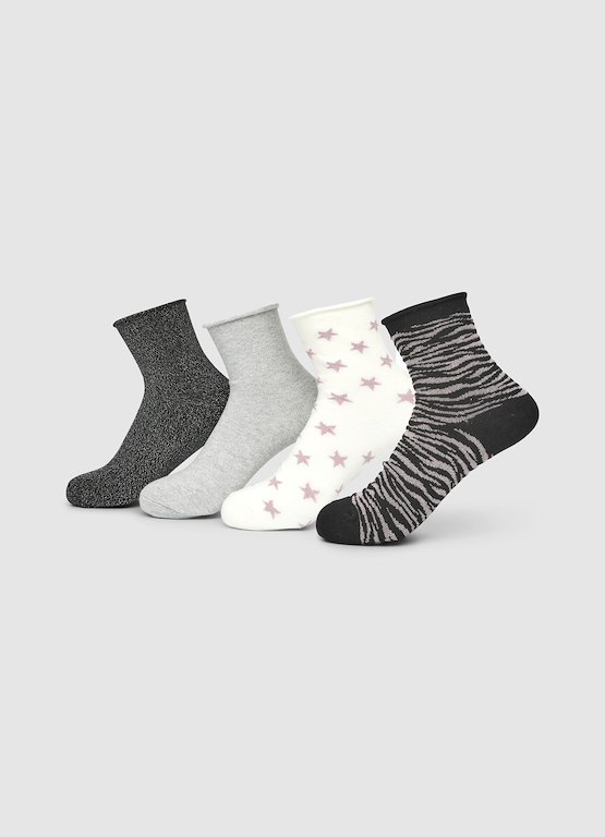 PACK OF 4 SOCKS WITH GLITTER AND PATTERNS VAR CRNA ULTRABLACK