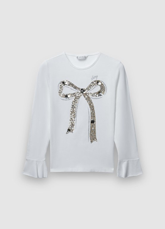 SEQUIN BOW T-SHIRT BELA VUNA
