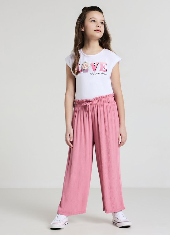 PLAIN-COLOURED CROPPED TROUSERS SREDNJE ROZE RUMENILO
