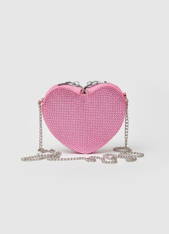 RHINESTONE HEART SHOULDER BAG JAGODA