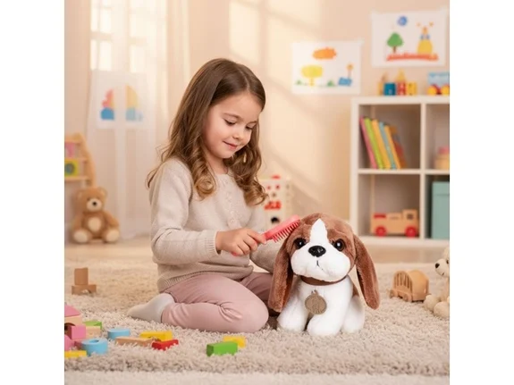 Eco Toys Plišana igračka za decu štene Beogle, torba + četka za negu