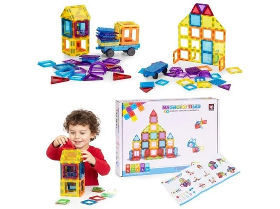 Eco Toys Set magnetnih kocki za decu - kuća i auto 45 delova