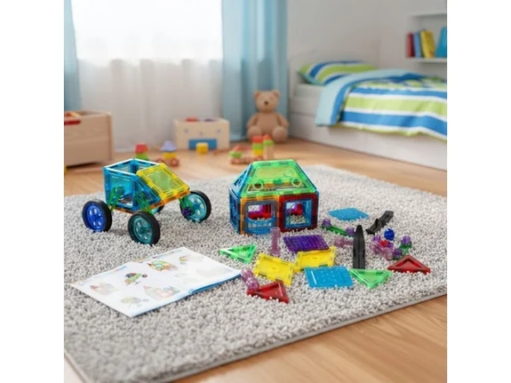 Eco Toys Set magnetnih kocki za decu - kuća i auto -48 delova