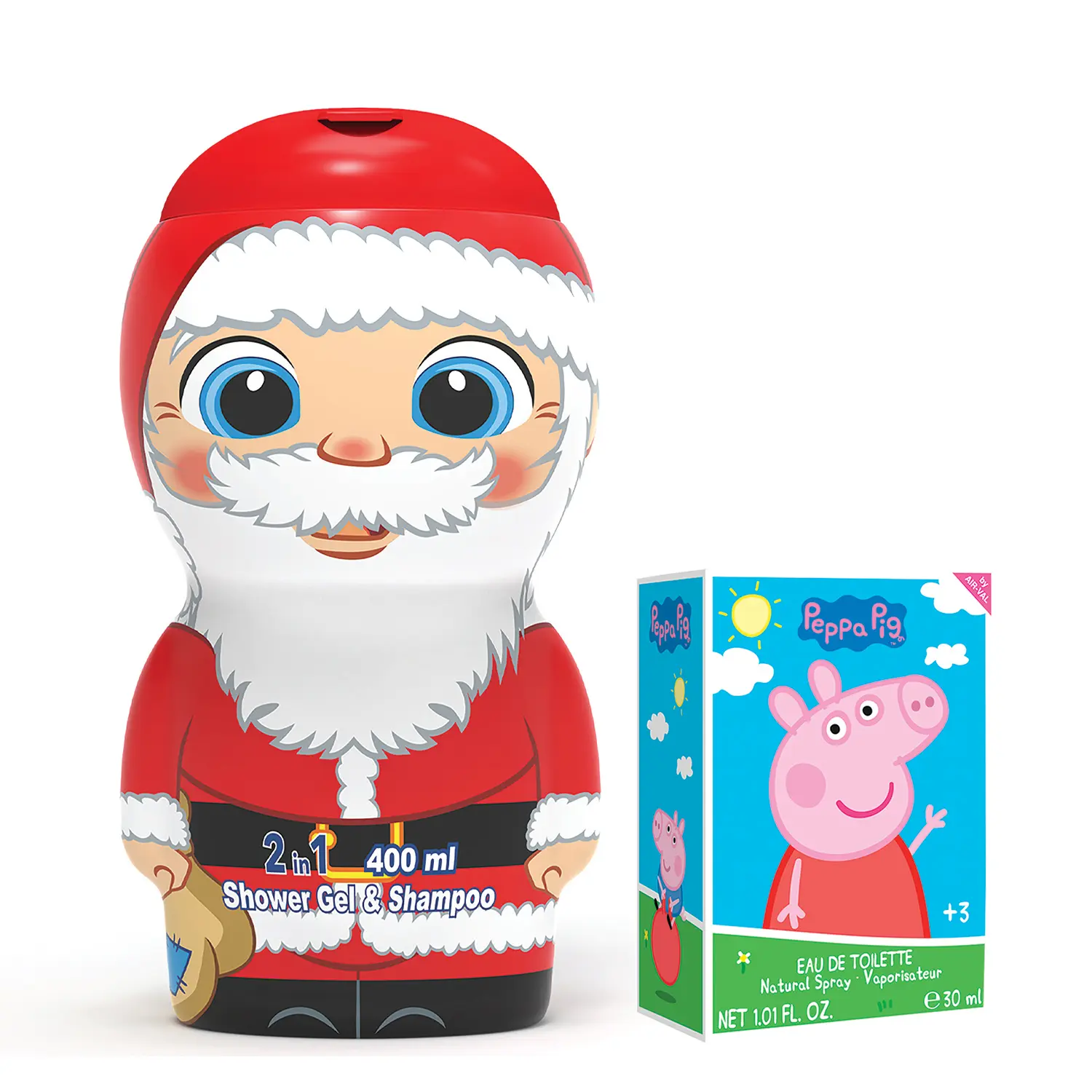 Dečiji set Šampon i gel za tuširanje Deda Mraz 2D, 400 ml + Dečiji parfem Peppa Pig, 30 ml