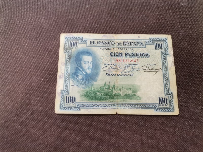 SPAIN 100 PESETAS 1925