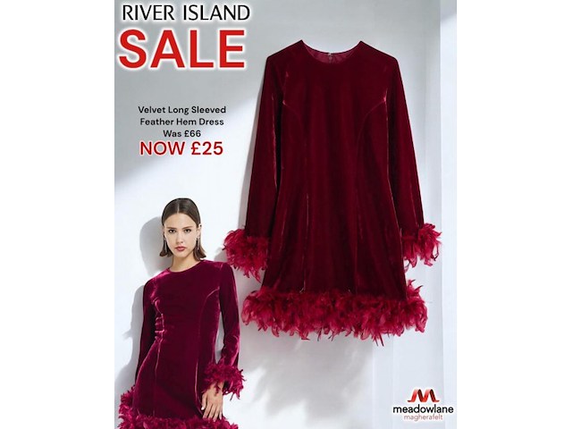 `RIVER ISLAND` PLIŠANA BORDO SA PERJEM -NOVO S/M