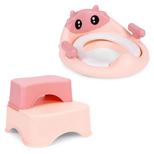 EcoToys Adapter za WC šolju sa stepenicama i platformom za decu, roze