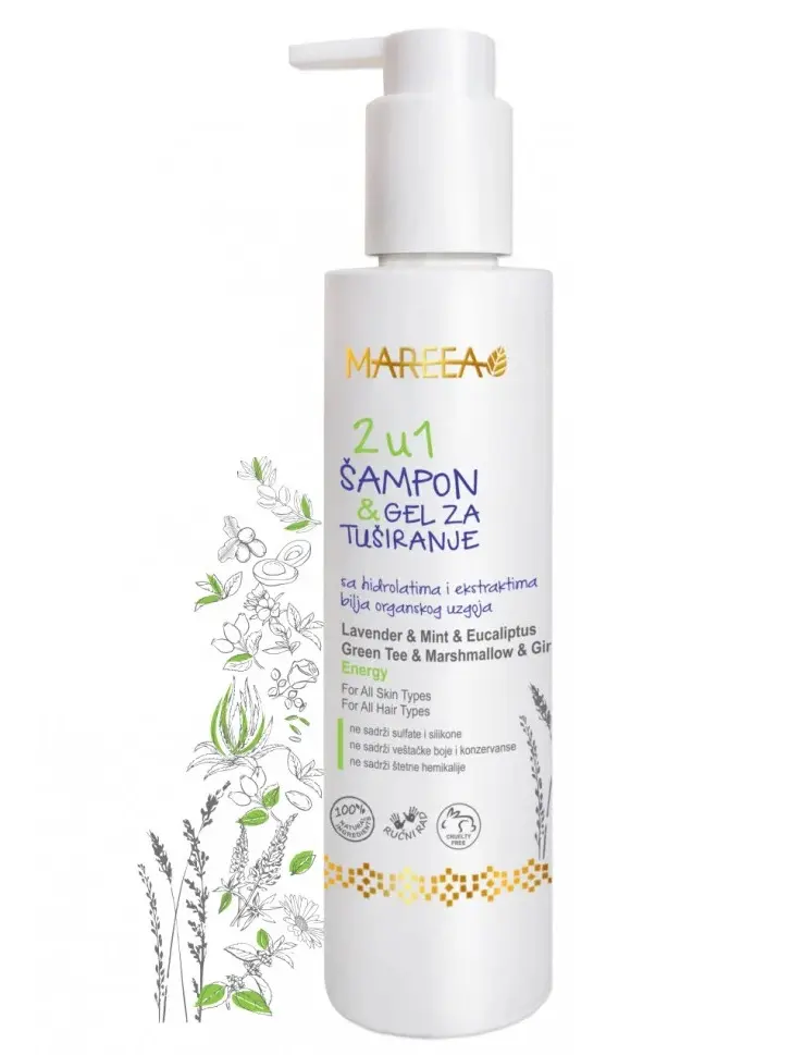 Mareea Šampon i gel za tuširanje 2U1 Lavender&Mint& Eucaliptus, 200 ml