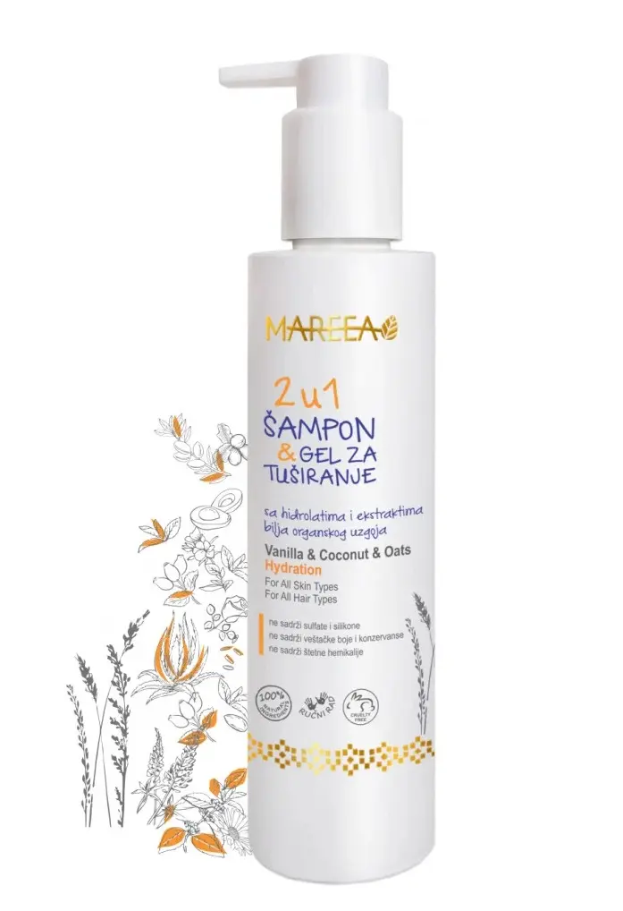 Mareea Šampon i gel za tuširanje 2U1 Vanilla&Coconut&Oats, 200 ml