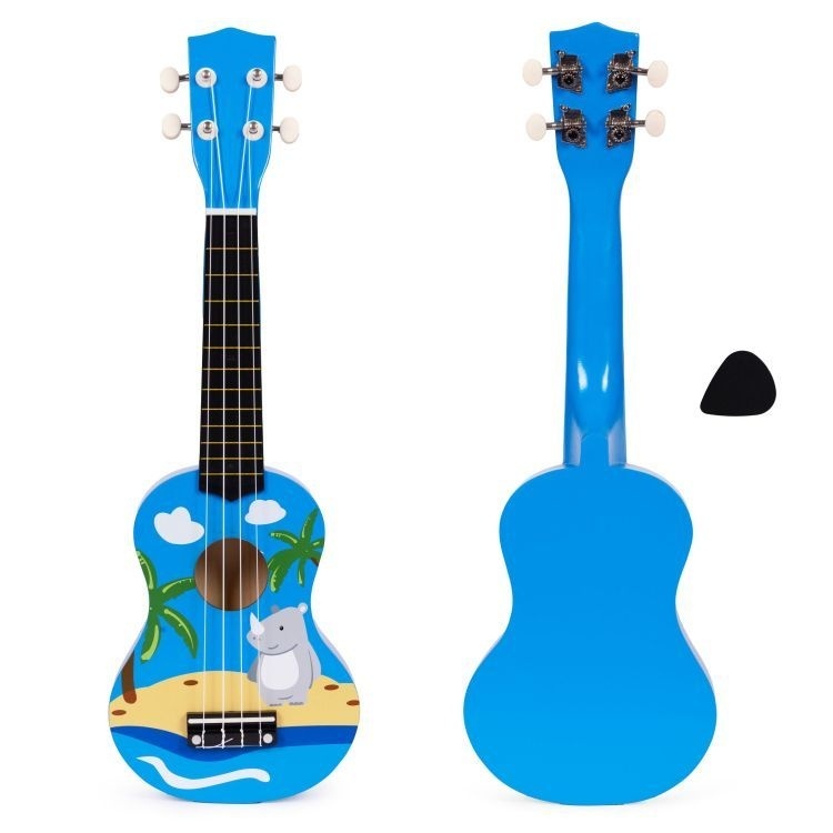 ECO TOYS Ukulele drvena gitara za decu sa 4 najlonske žice i trzalicom plava – MF019HID EK000797971